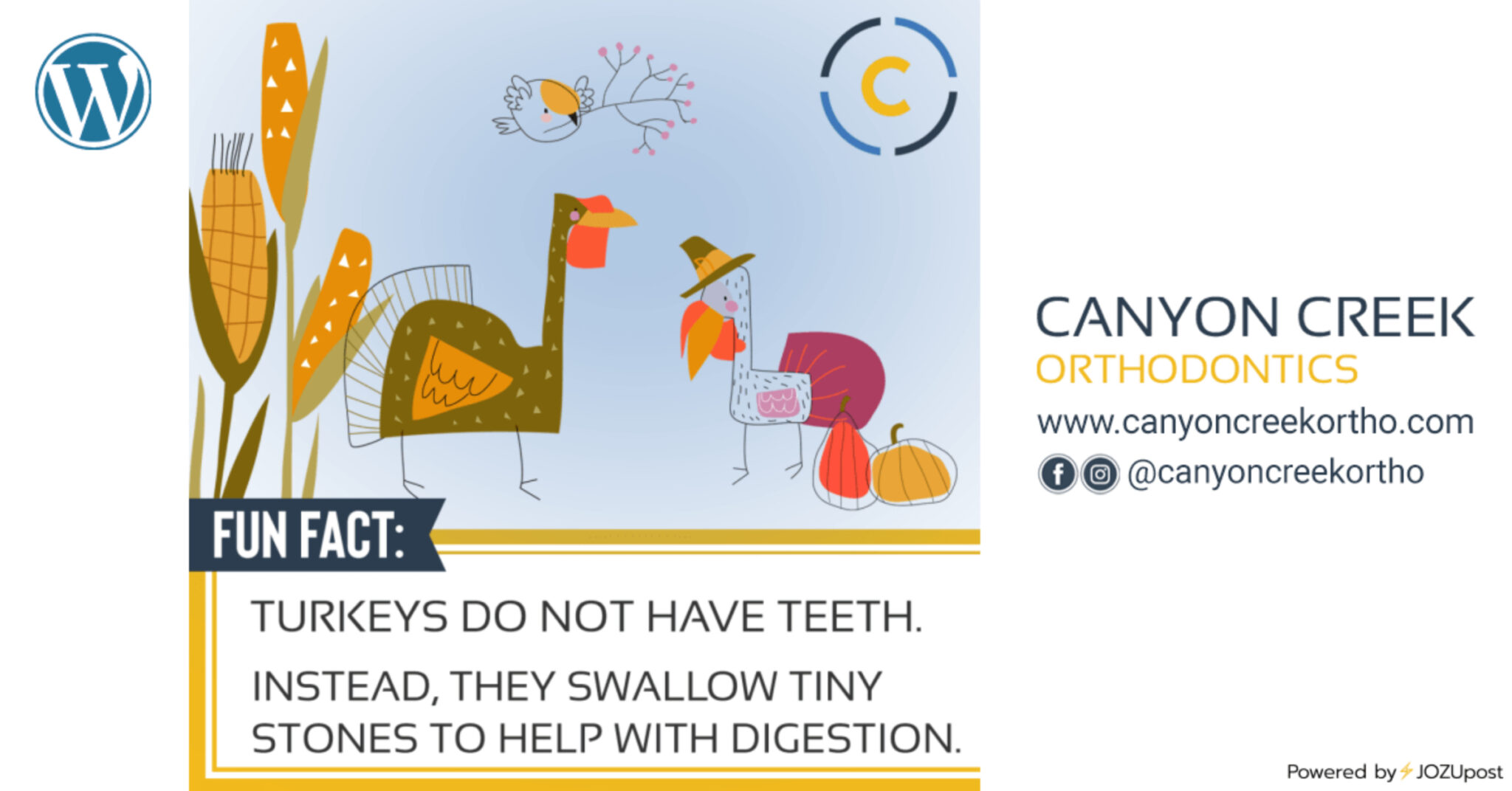 Did You Know That A Turkey Does Not Have Teeth? – Canyon Creek Orthodontics
